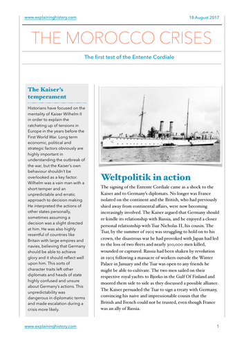 Morroco Crises Study Guide | Teaching Resources