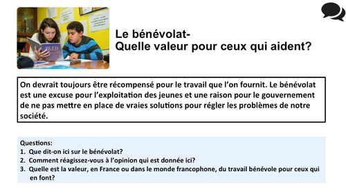 Le bénévolat: Quelles valeurs pour ceux qui aident? A Level French ...