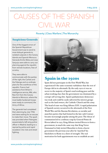 Causes of the Spanish Civil War | Teaching Resources