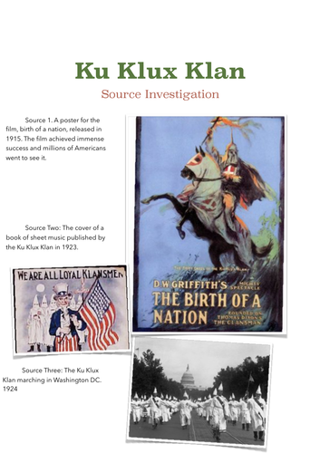 Ku Klux Klan Primary Source Investigation | Teaching Resources