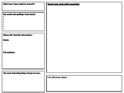 Basic research sheet | Teaching Resources