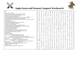 Anglo-Saxon and Norman Quiz Wordsearch | Teaching Resources