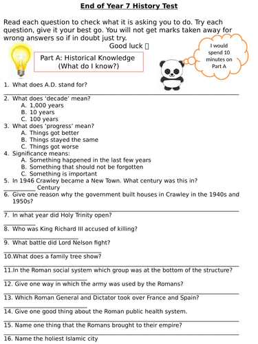End of Year 7 Test | Teaching Resources