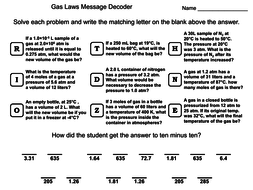 Gas Laws (Boyle, Charles, Gay Lussac, Ideal): Chemistry Message Decoder ...