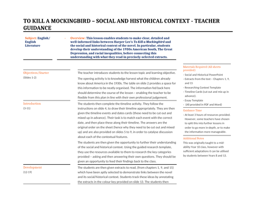 To Kill a Mockingbird - Social and Historical Context! | Teaching Resources