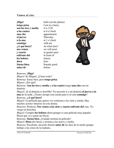 Vamos al cine Lectura - Haciendo planes: Spanish Reading on Making ...