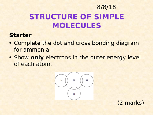 AQA Chemistry Topic 3: Structure of Simple Molecules | Teaching Resources