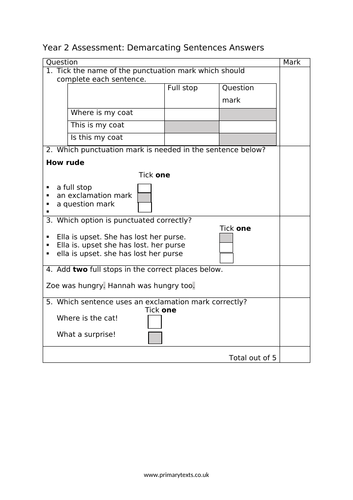 Year 2 Demarcating Sentences: PPT Lesson and Assessment | Teaching ...