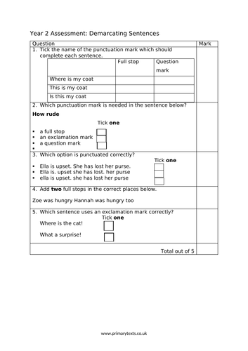 Year 2 Demarcating Sentences: PPT Lesson and Assessment | Teaching ...