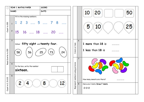 Year 1 National Curriculum (UK) Baseline Tests | Teaching Resources