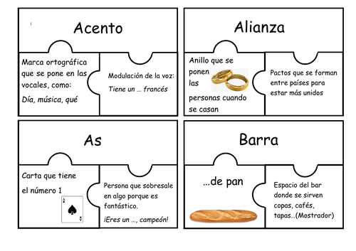 GCSE SPANISH LEVEL 9 VOCABULARY JIGSAW ~ THINKING SKILLS STARTER ...