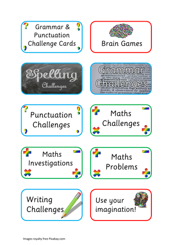 Challenge table signs | Teaching Resources