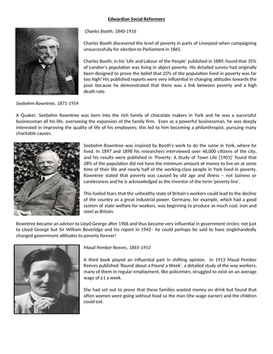 Edwardian Public Health Reformers: Charles Booth, Seebohm Rowntree and ...