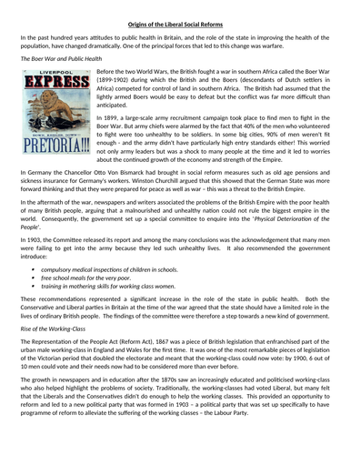 Origins of the Liberal Reforms, 1906-1914 | Teaching Resources