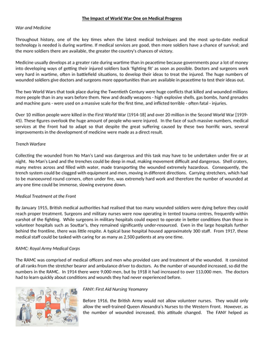 Developing Public Health in World War One | Teaching Resources