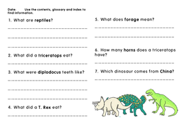 Dinosaur Information Text for KS1 with Contents, Index, Glossary and ...