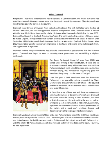 Oliver Cromwell and the Commonwealth | Teaching Resources