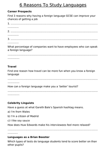 Why study languages? | Teaching Resources