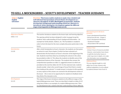 To Kill a Mockingbird - Scout's Development! | Teaching Resources