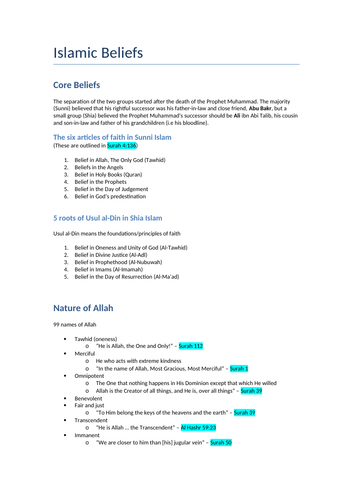 All Course Notes for Islam (OCR GCSE Religious Studies) | Teaching ...