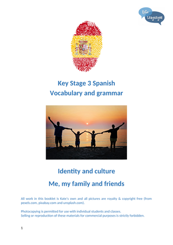 Key Stage 3 Spanish - Me, my family and friends - vocab and grammar ...