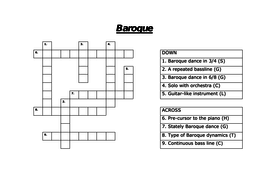 GCSE Crossword Starter - Baroque | Teaching Resources