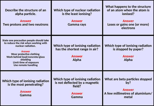 AQA GCSE Paper 1 Physics Revision Question and Swap cards | Teaching ...