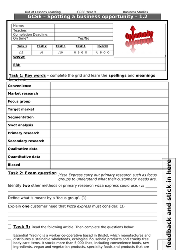 Homeworks for Theme 1 of Edexcel GCSE 9-1 | Teaching Resources