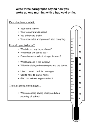 Write About A Day Off School Sick (7-11 years) | Teaching Resources