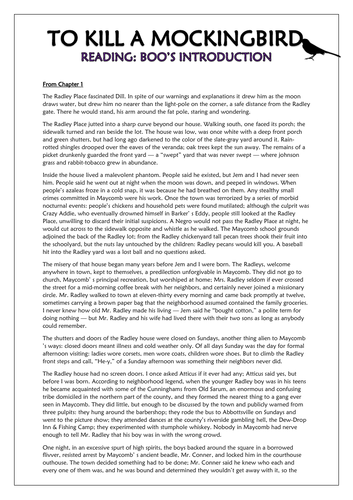 To Kill a Mockingbird - Boo Radley! | Teaching Resources