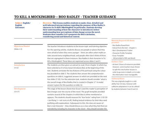 To Kill a Mockingbird - Boo Radley! | Teaching Resources