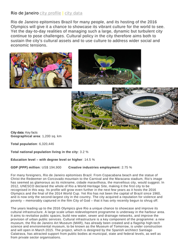 Rio a world city | Teaching Resources