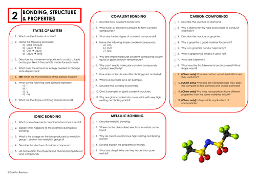 AQA Chemistry GCSE 9-1 Revision Mat: BONDING, STRUCTURE & PROPERTIES ...