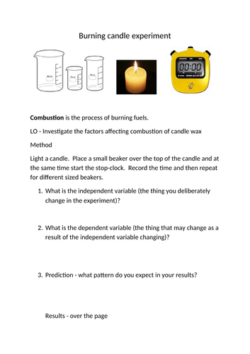 Burning candle experiment | Teaching Resources