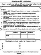 Filtration and Crystallisation Practical Worksheet | Teaching Resources