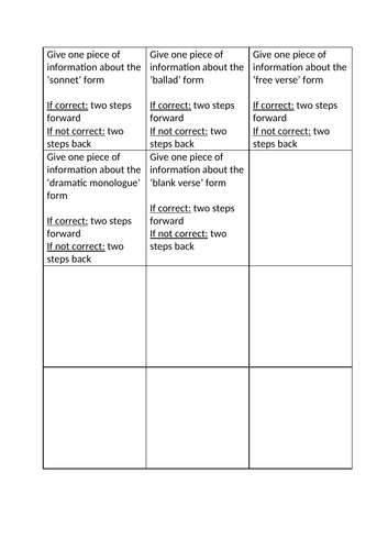 Poetry board game for EAL students | Teaching Resources