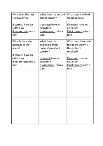 Poetry board game for EAL students | Teaching Resources