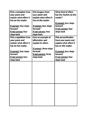 Poetry board game for EAL students | Teaching Resources