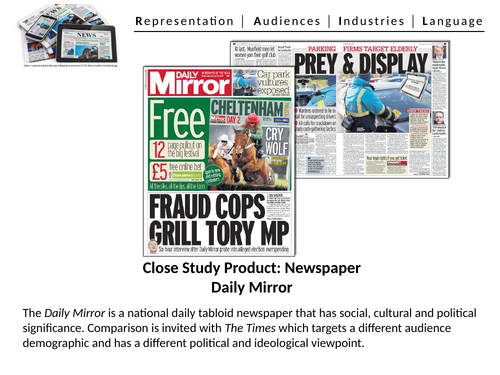 Daily Mirror GCSE Media Studies (9-1) Newspaper CSP | Teaching Resources