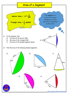 Segment Area Worksheet - Including Answers | Teaching Resources