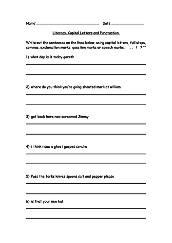 Capitals and Punctuation for ESOL and Primary Students | Teaching Resources