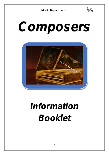 KS3 Music Composers Cover Booklet (for middle sets) | Teaching Resources