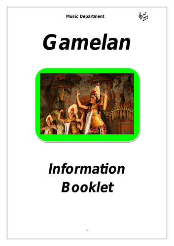 KS3 Gamelan Music Cover Booklet | Teaching Resources