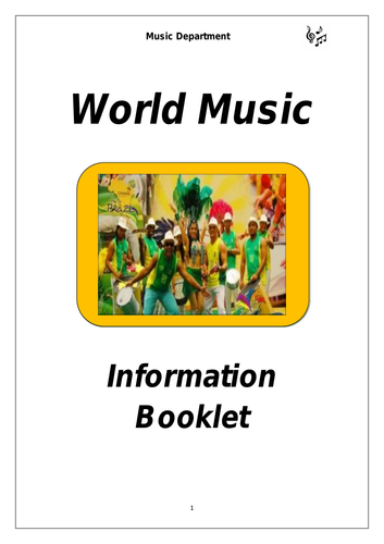 KS3 World Music Cover Booklet (differentiated for lower sets ...