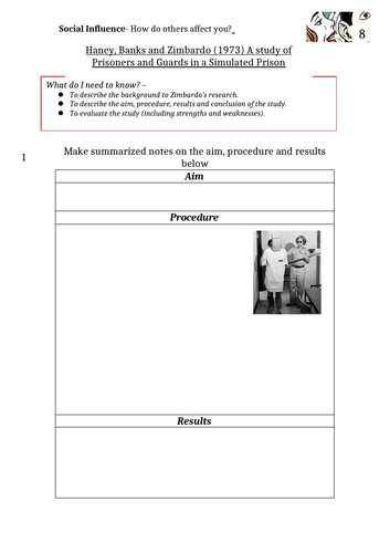 GCSE Psychology Edexcel- Social influence (Zimbardo's Stanford Prison ...