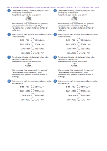 White Rose Year 4 - Autumn Block 2 - Addition and Subtraction - Week 2 ...