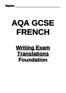 AQA GCSE French Translation Practice Booklet Foundation Writing ...