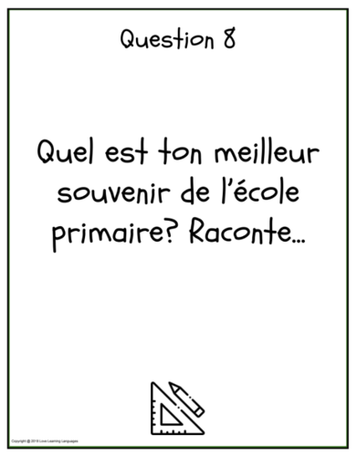 30 French speaking prompt question cards - La Rentrée Scolaire - Back ...