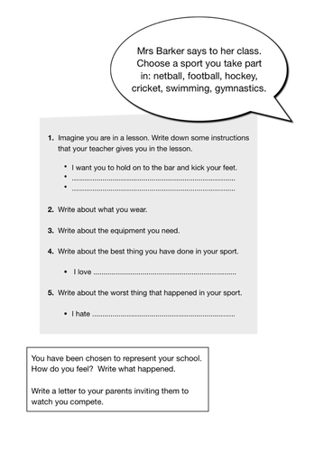 Write A Story Called 'Sports Day' (7-11 years) | Teaching Resources