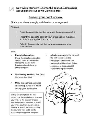 Lots Of Writing Tasks Teaching Writing To Argue: 'Save Our Tree' (7-11 ...